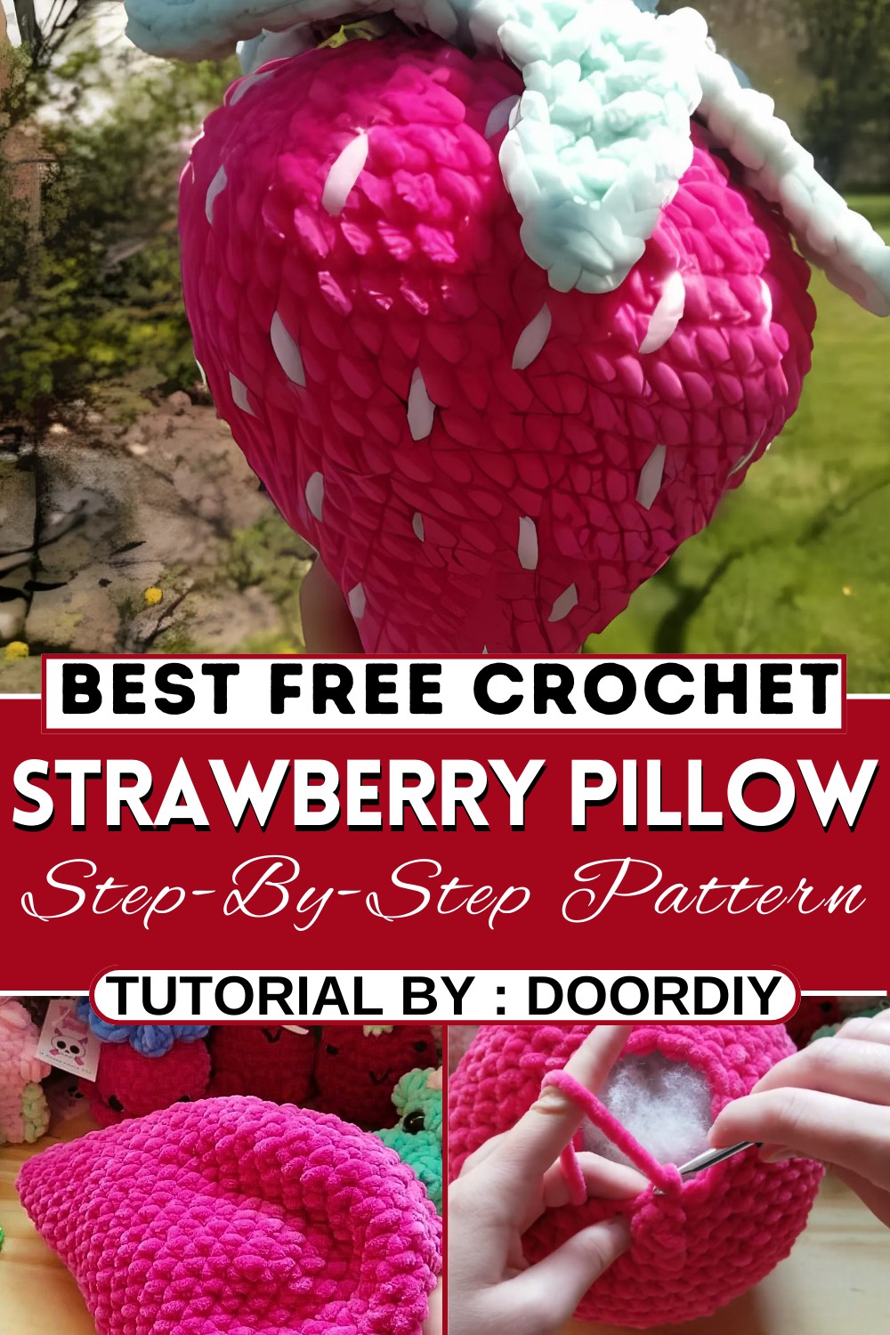 7 Free Crochet Strawberry Pillow Patterns for Spring - Crochet Patterns